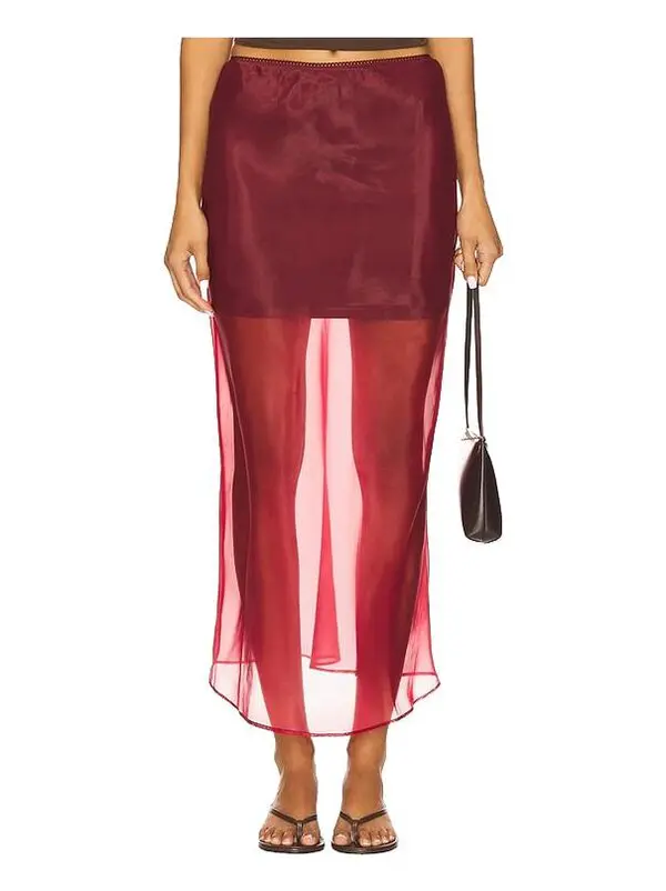 Line & Dot Denman Midi Skirt - Burgundy