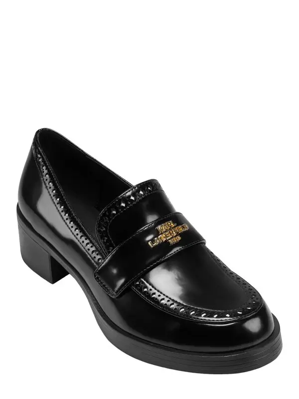 Karl Lagerfeld Paris Cenella Block Heel Loafer - Black/bright White