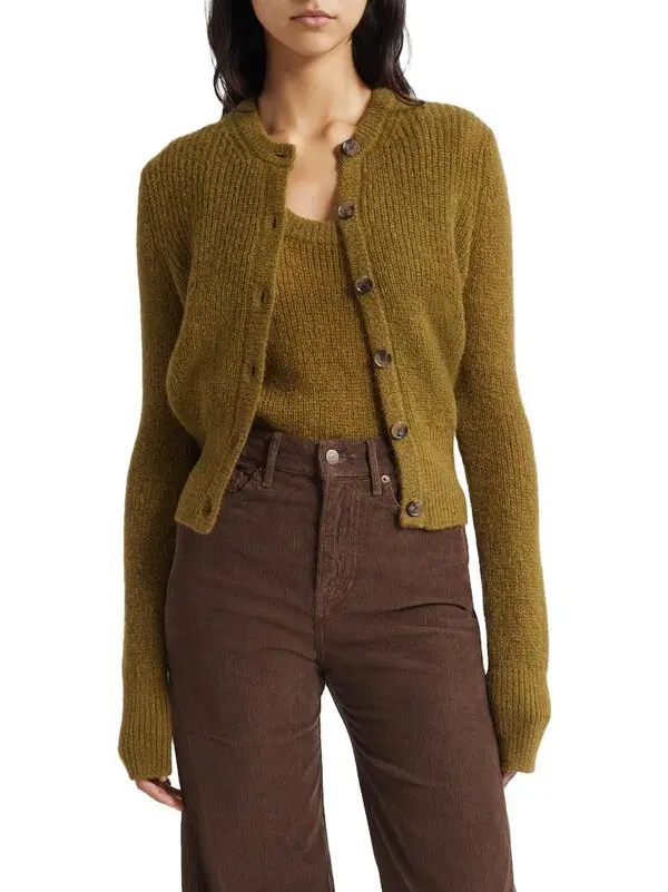 Veronica Beard Gilmour Crop Cardigan - Moss