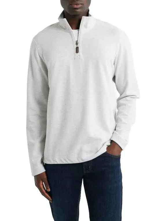 Johnston & Murphy Icon Reversible Cotton Blend Quarter Zip Pullover - White/storm