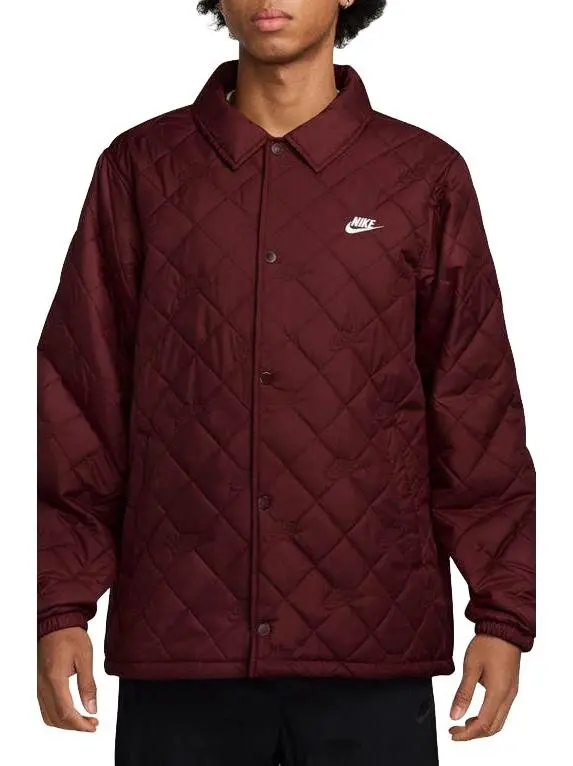 Nike Club Quilted Coach's Jacket - Dark Team Red/white