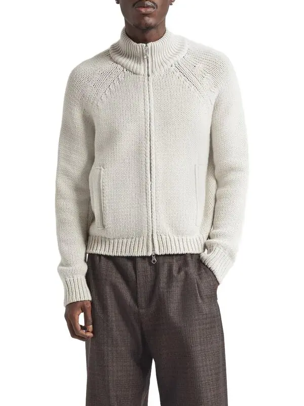 Our Legacy Ultra Merino Wool Zip Cardigan - Bone Low Twist Merino