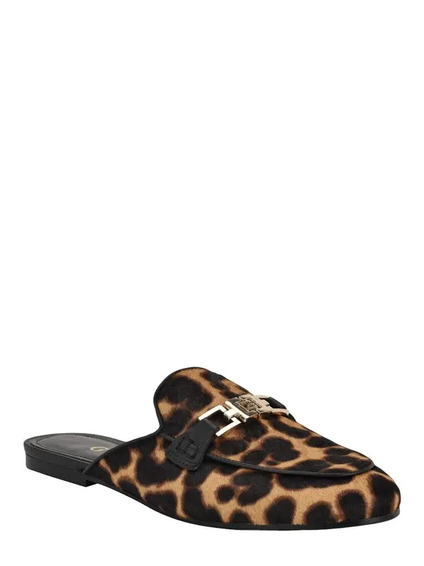 Guess Leopard Print Mule - Medium Brown