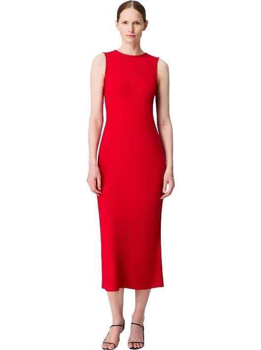 Another Tomorrow Cowl Back Sheath Dress - Scarlet