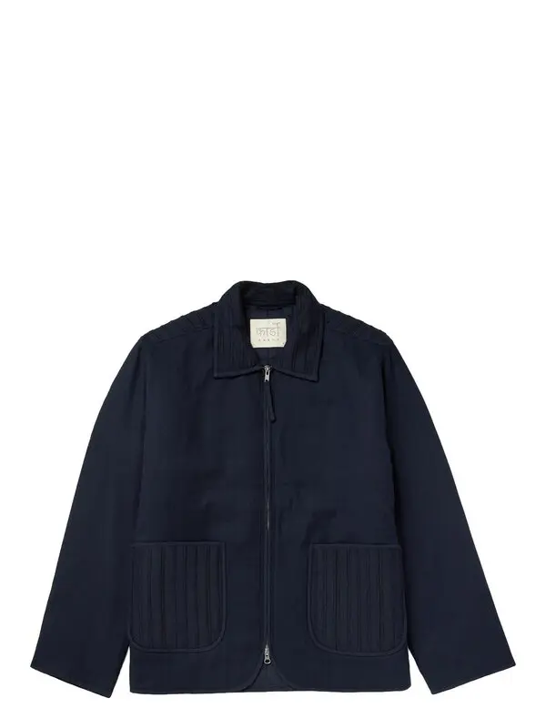 KARDO Amardeep Embroidered Cotton-herringbone Jacket - Blue