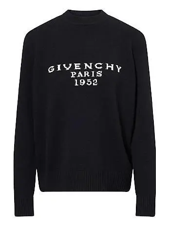 Givenchy Brand-intarsia Round-neck Sweater - Black