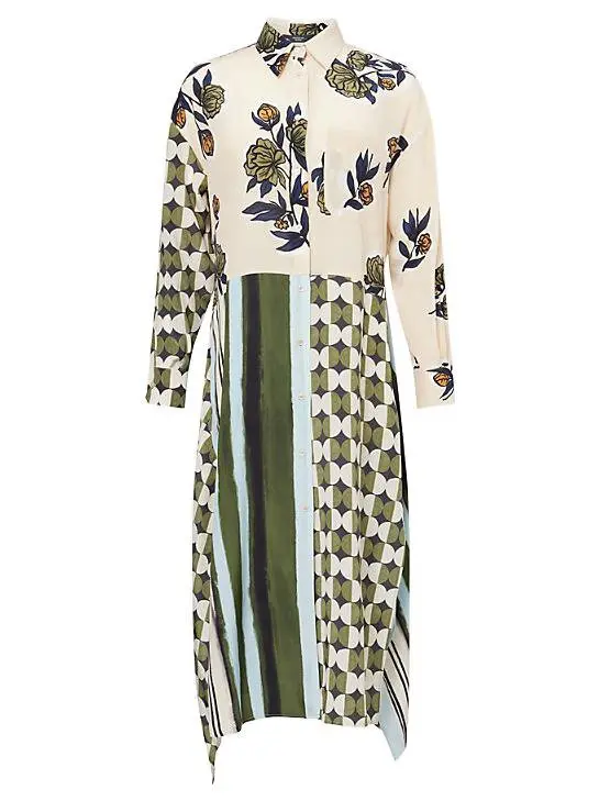 Max Mara Passo Printed Silk Midi Dress - Beige