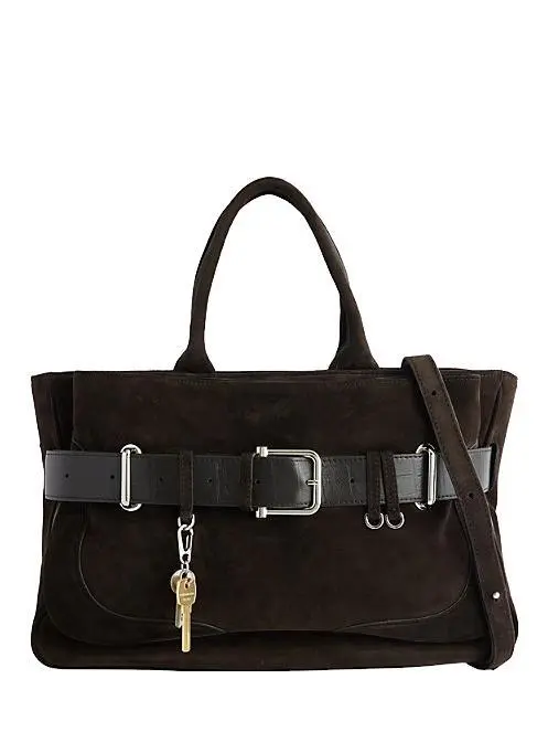 OSOI Brocle Buckle Leather Tote Bag - Suede Mocha Combi