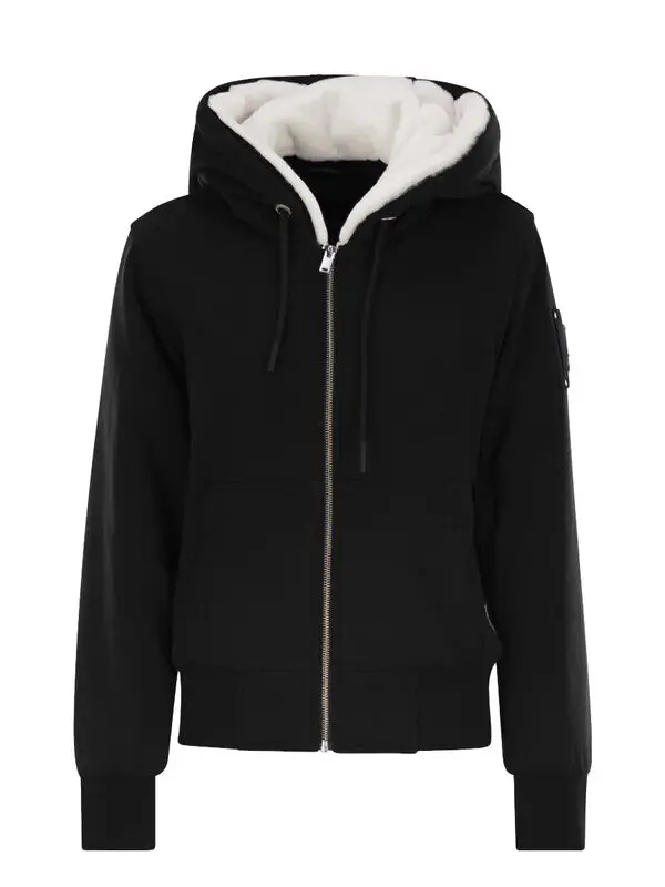Moose Knuckles Classic Bunny Zip Up Sweatshirt With Faux Fur - Multicolor