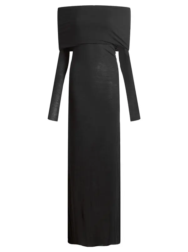 SKIMS Sheer Modal Off-shoulder Maxi Dress - Onyx