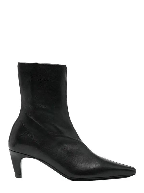 JUDE Pointed-toe Leather Boots - Black