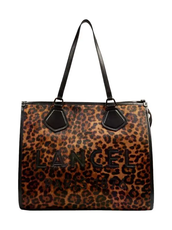 LANCEL Leopard-print Leather Tote - Black