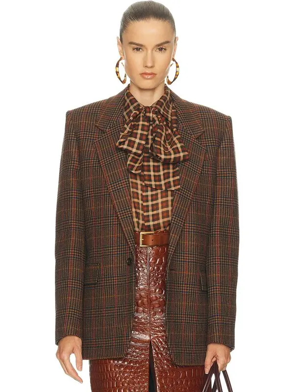 Saint Laurent Oversized Blazer - Marron Multicolore