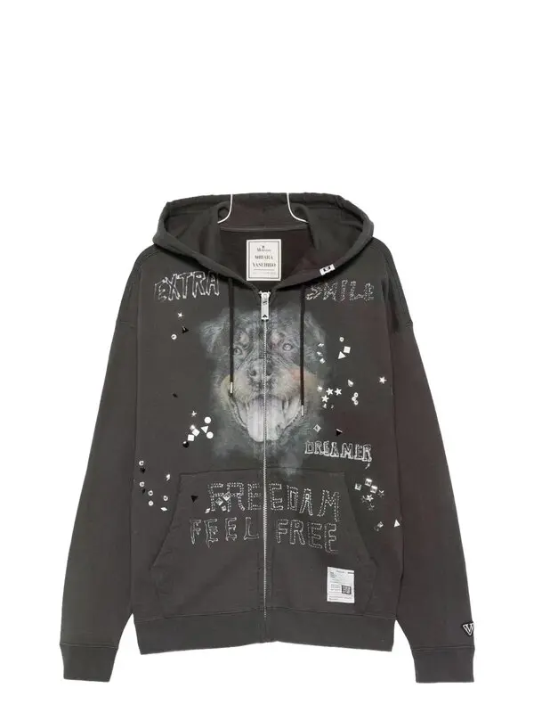 Mihara Yasuhiro Cotton Zip-up Hoodie - Black
