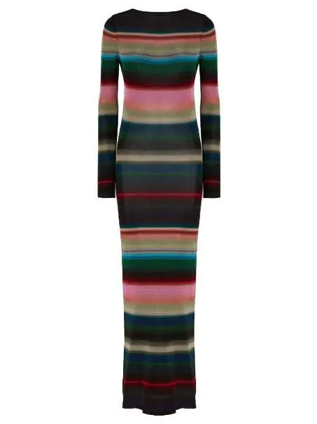 Missoni Long Backless Striped Knit Dress - Multicoloured