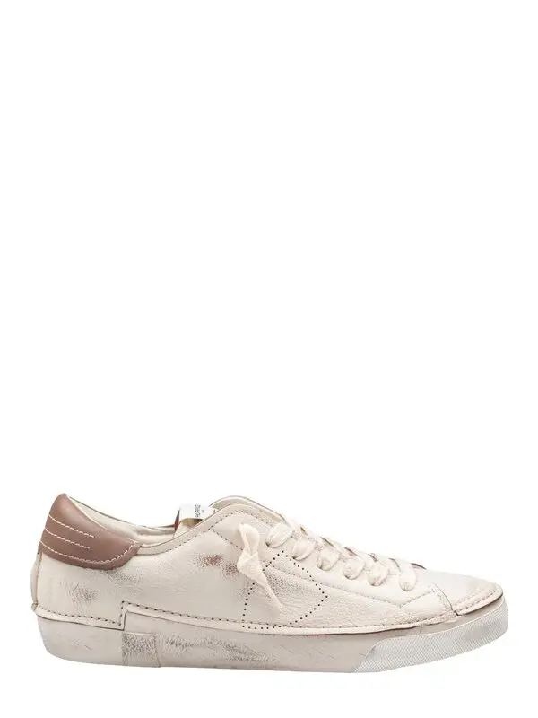 Philippe Model Low-top Distressed Leather Sneaker - Mud