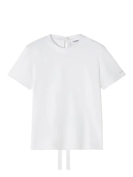 LANVIN Cotton T-shirt With Ribbon Tie - Optic White