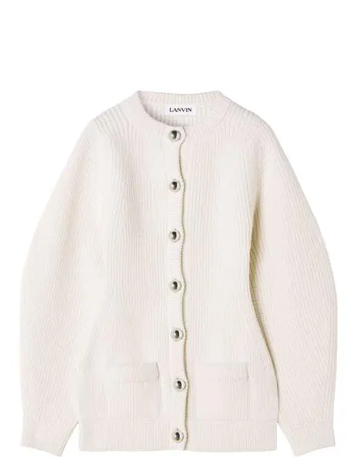 LANVIN Wool Ribbed Knit Cardigan - Cloth