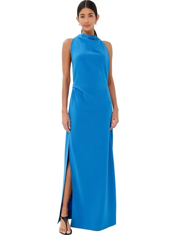 Proenza Schouler Faye Backless Twist Back Maxi Dress - Cobalt Blue