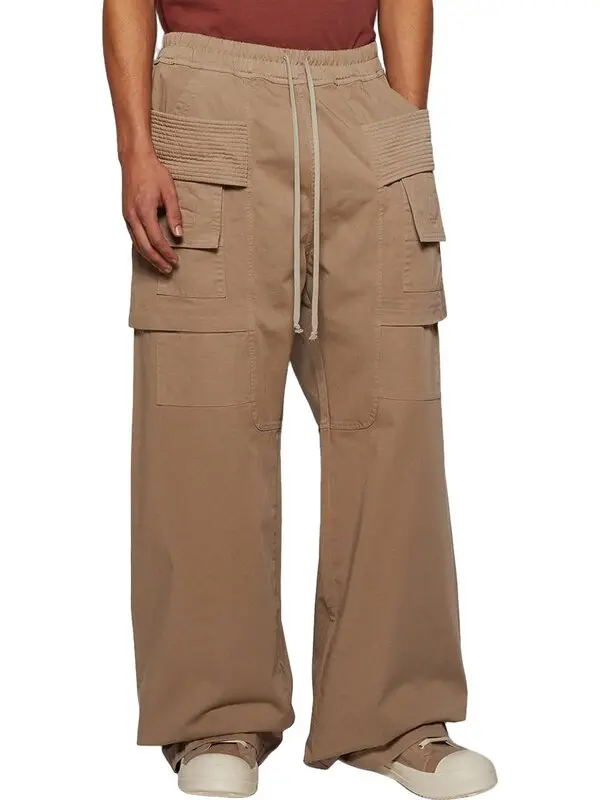 Rick Owens Cretch Wide Cargo Drawstring Pants - Ivory