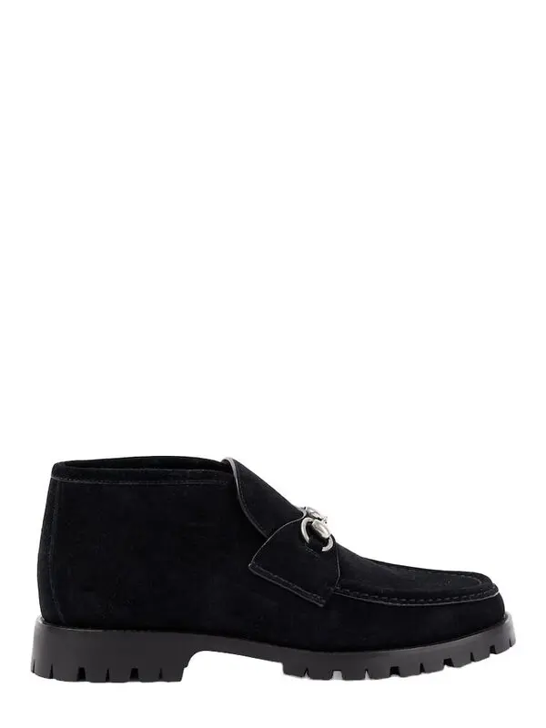 Gucci Horsebit Suede Ankle Boots - Black