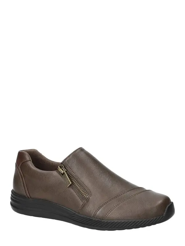 EASY WORKS BY EASY STREET Zip Up Sneakers - Brown/mid Brown
