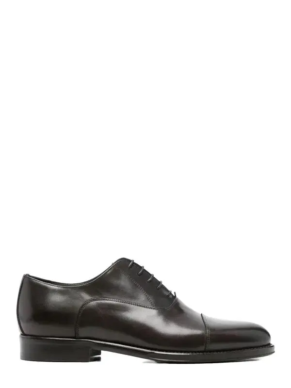 Corneliani Leather Lace-up Oxford Shoes - Brown