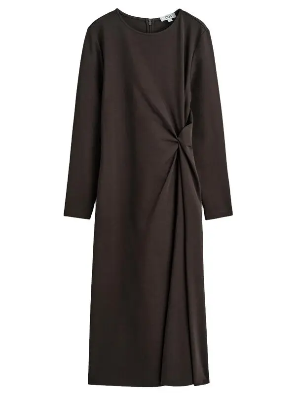 Cos Twist-detail Long-sleeved Dress - Brown