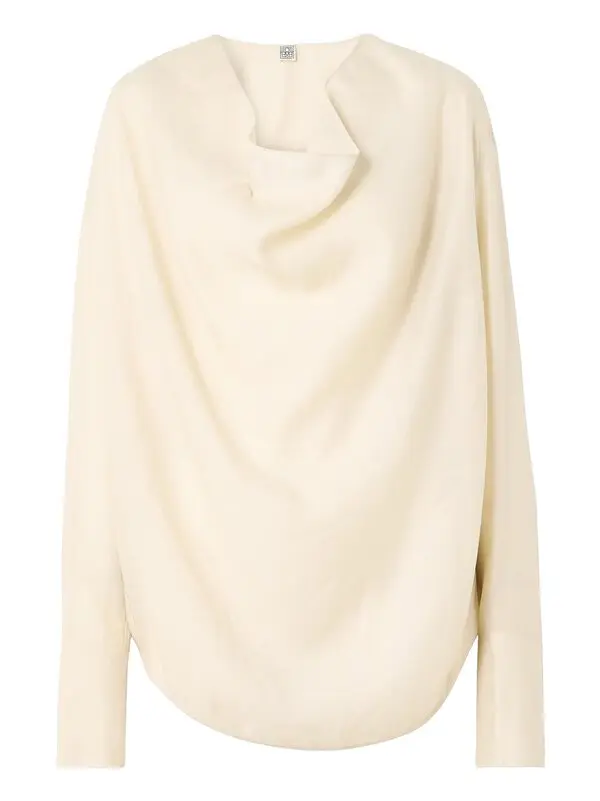 TOTÊME Draped Lyocell-blend Blouse - Ecru