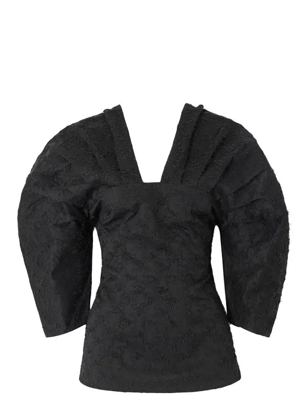 DESTREE Alice Gathered Fil Coupé Organic Cotton Top - Black