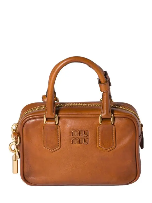 Miu Miu Arcadie Leather Bag - Cognac