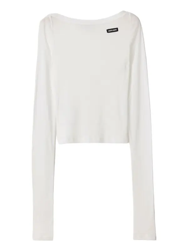 Miu Miu Ribbed Jersey Top - White