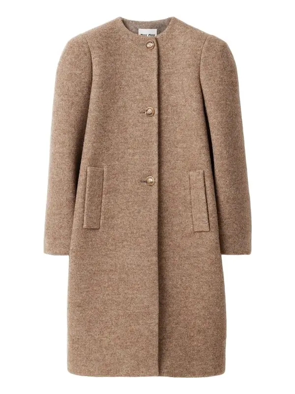 Miu Miu Single-breasted Shetland Wool Coat - Cord