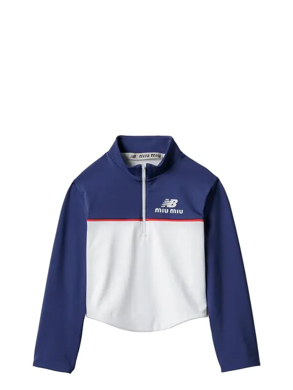 Miu Miu Stretch Technical Jersey Top - White/royal Blue/red