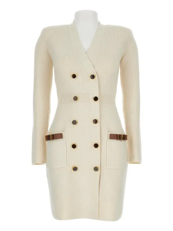 Elisabetta Franchi Wool-blend Mini Dress - White