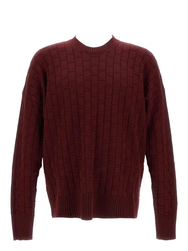 Plan C Wool Checkered Sweater - Red