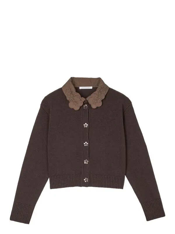 Cecilie Bahnsen Bibi Cardigan Recycled Cashmere - Brown