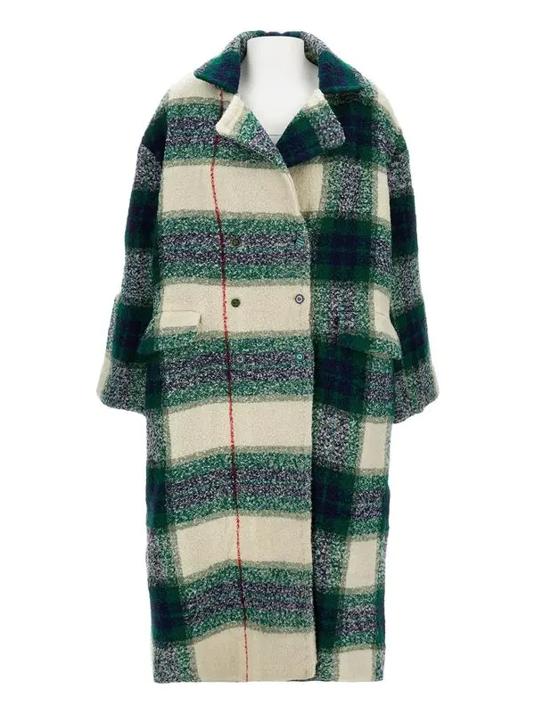 Pero Long Double-breasted Coat - Multicolor