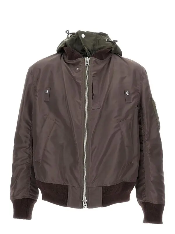 Sacai Nylon Twill Hooded Jacket - Brown