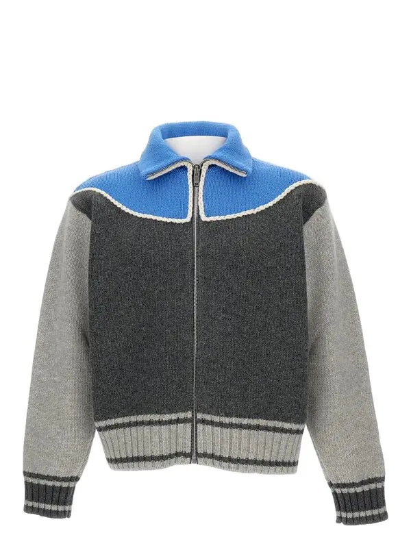 Bottega Veneta Wool Cardigan With Zip - Grey