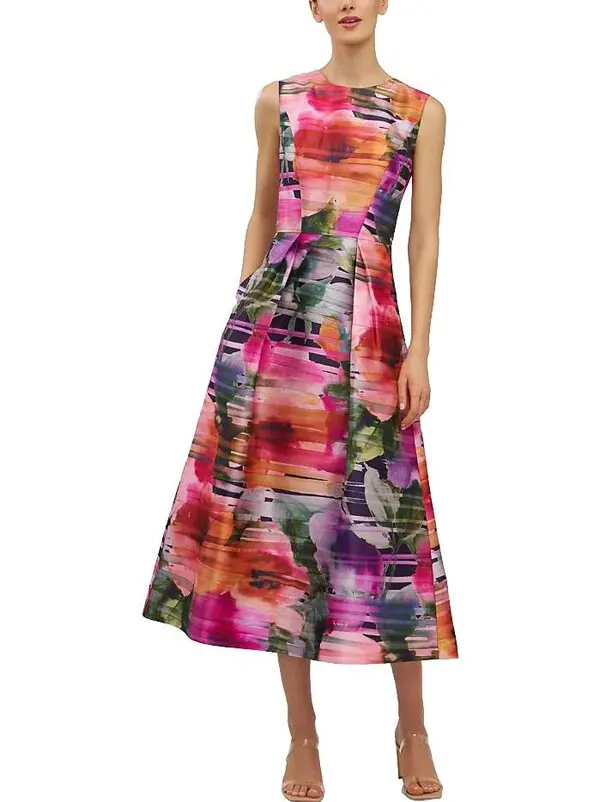 KAY UNGER Tessa Tea Length Dress - Sunflower Multi