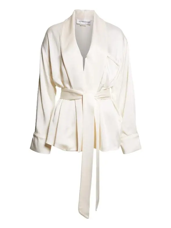 Victoria Beckham Pajama Wrap Top - Ivory