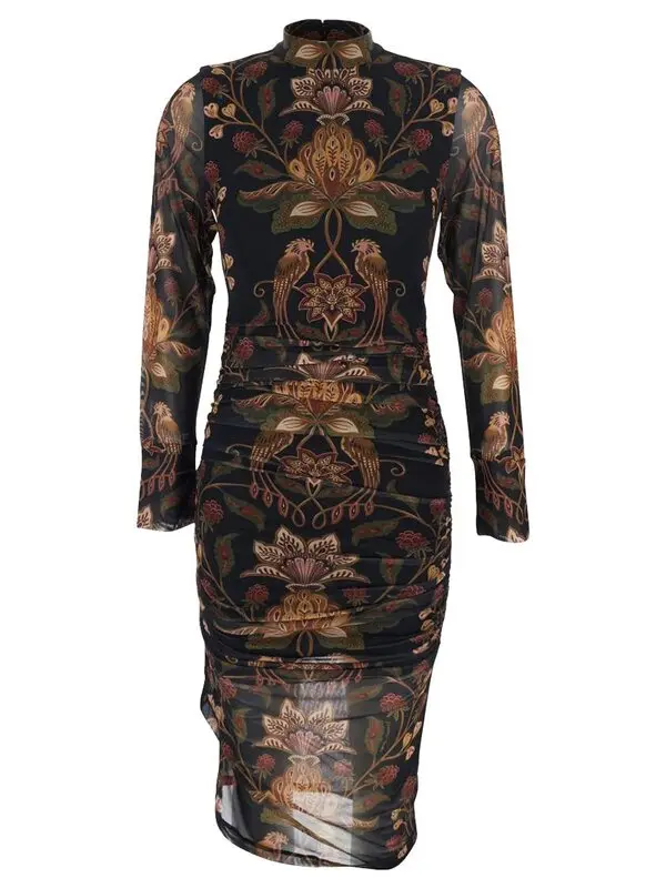 Farm Rio Floral Print High-neck Dress - Multicolor
