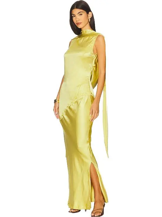 Yllw Nina Silk Dress - Chartreuse