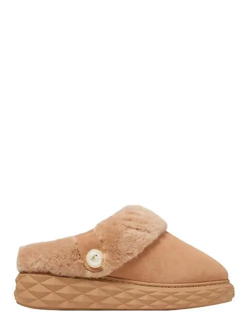 JIMMY CHOO Diamond Maxi Shearling Mules - V Toffee/toffee