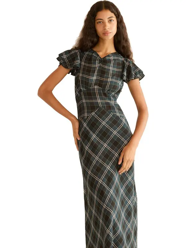 DÔEN Seraphine Ankle-grazing Plaid Dress - Amble Plaid