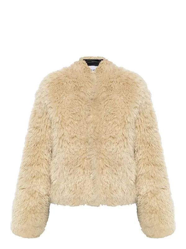STAND STUDIO Charlotte Faux Fur Coat - Beige