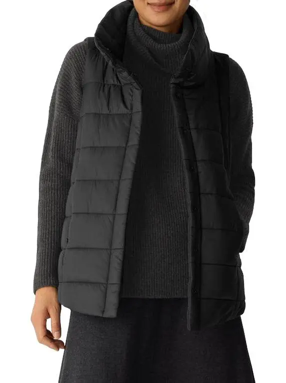 Eileen Fisher Stand Collar Puffer Vest - Black