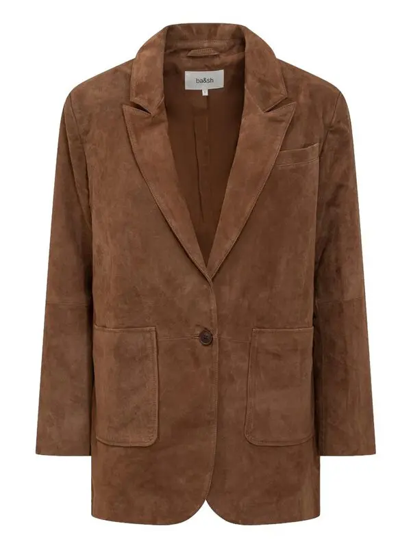 Ba&sh Suede Leather Blazer - Brown