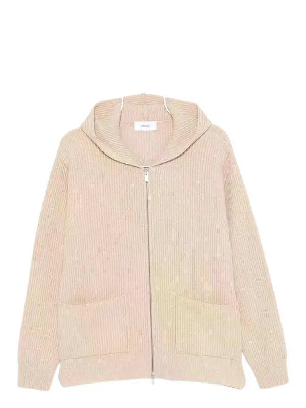 LARDINI Hooded Cardigan - Neutrals